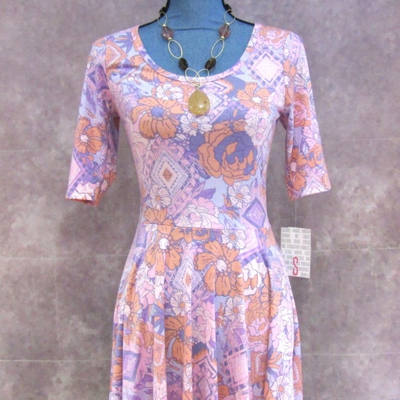 LuLaRoe | Dresses | New Lularoe Nicole Dress Purple Coral Floral S ...